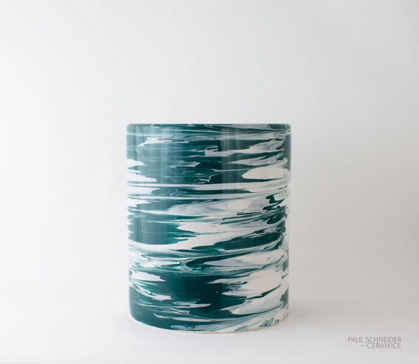 Cylindrical | Geode | #123 Bone White + Mallard – Paul Schneider Ceramics